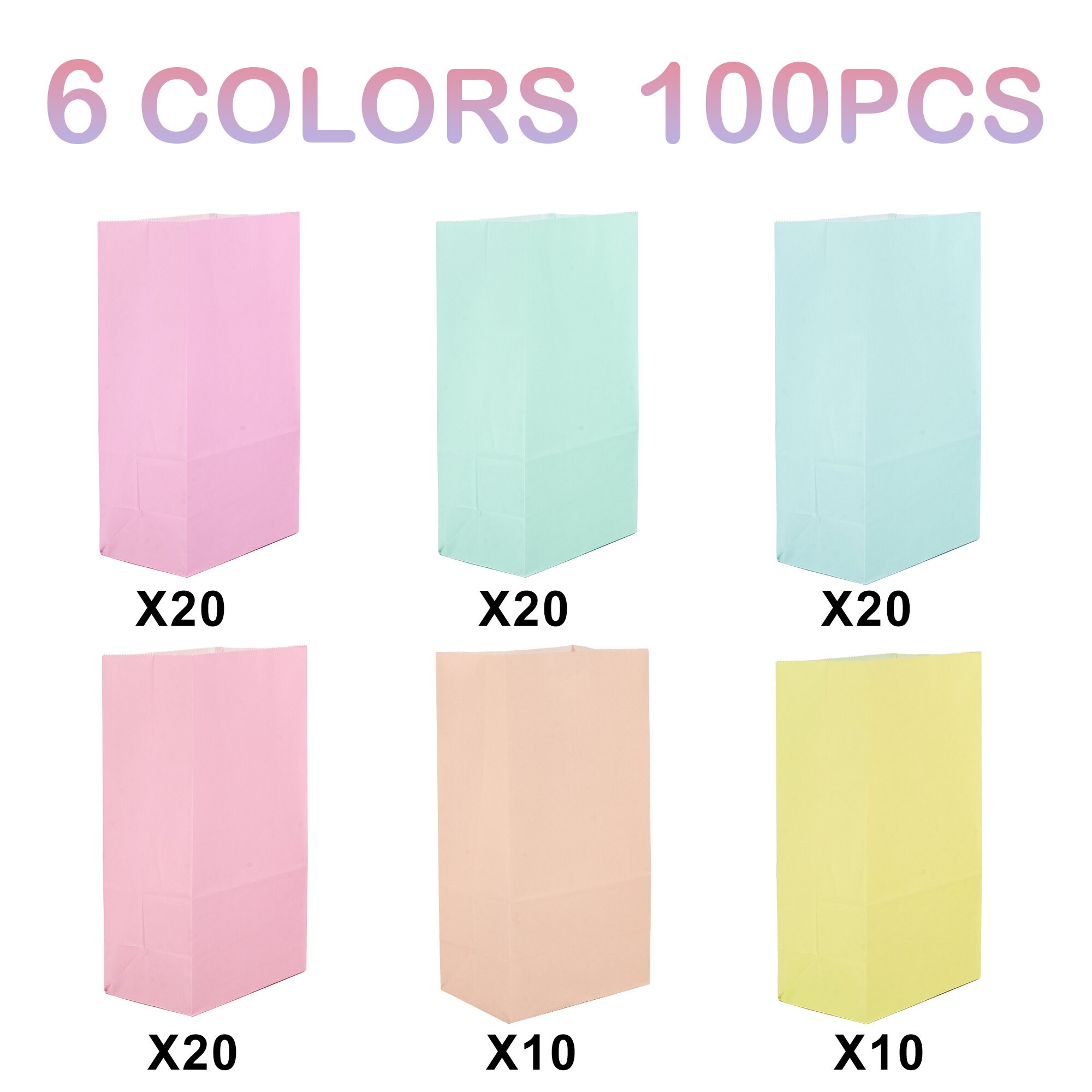 20 100PCS Paper Party Bags Candy Colourful Macaron With Stickers Sweet ...