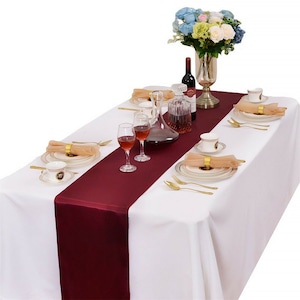 1 5 10pcs 12x108'' Satin Table Runner Sashes Bows Chair Swags Wedding ...