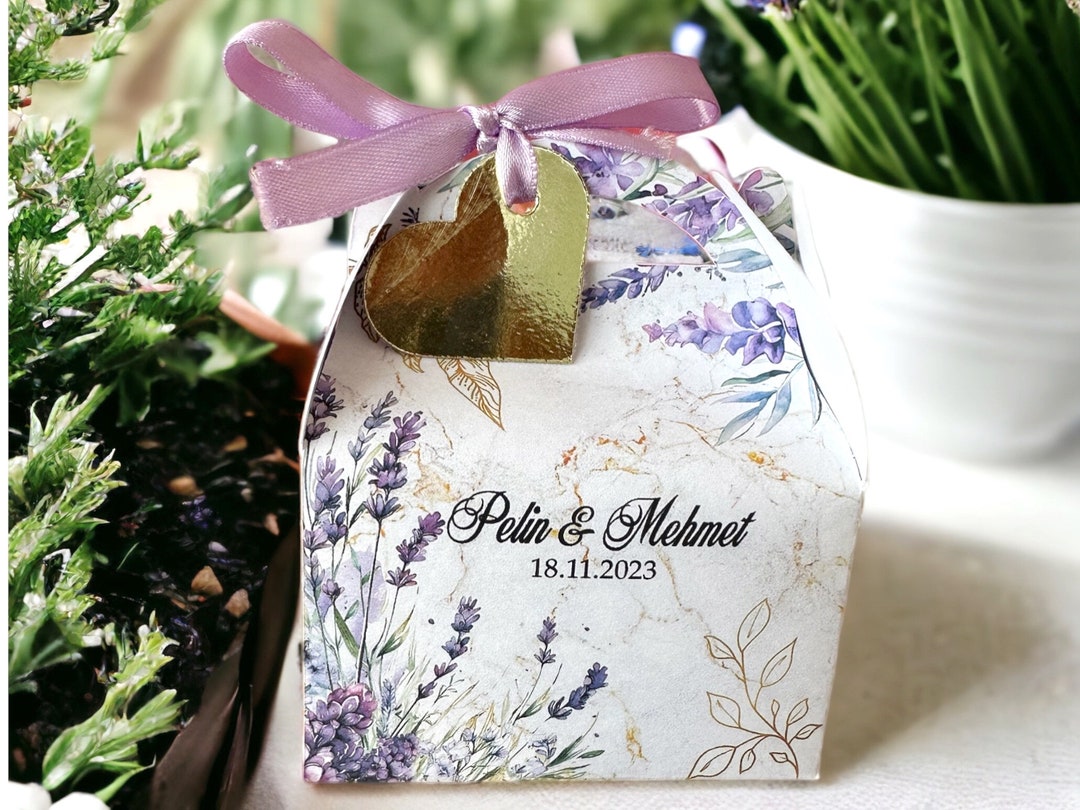 Lilac Theme Gable Box Wedding Favor Box Baby Shower Box Baptism Box ...