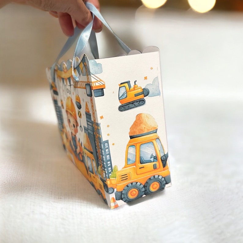 Construction Theme Cardboard Gift Bags for Boys Birthday Party Favor ...