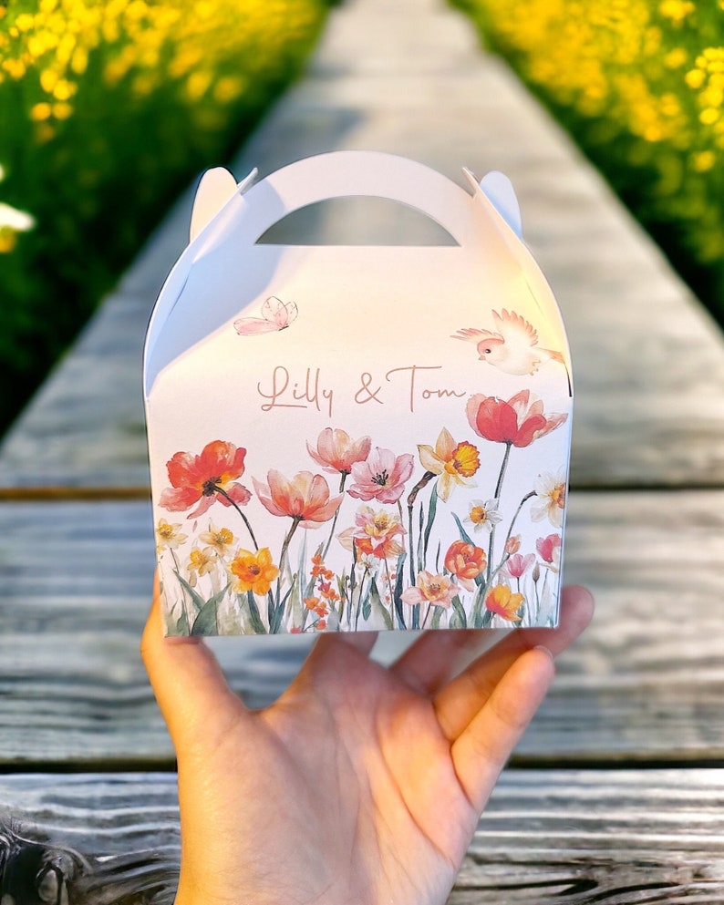 Floral Gable Box Favor Box Wedding Favor Box Baby Shower Box Baptism ...