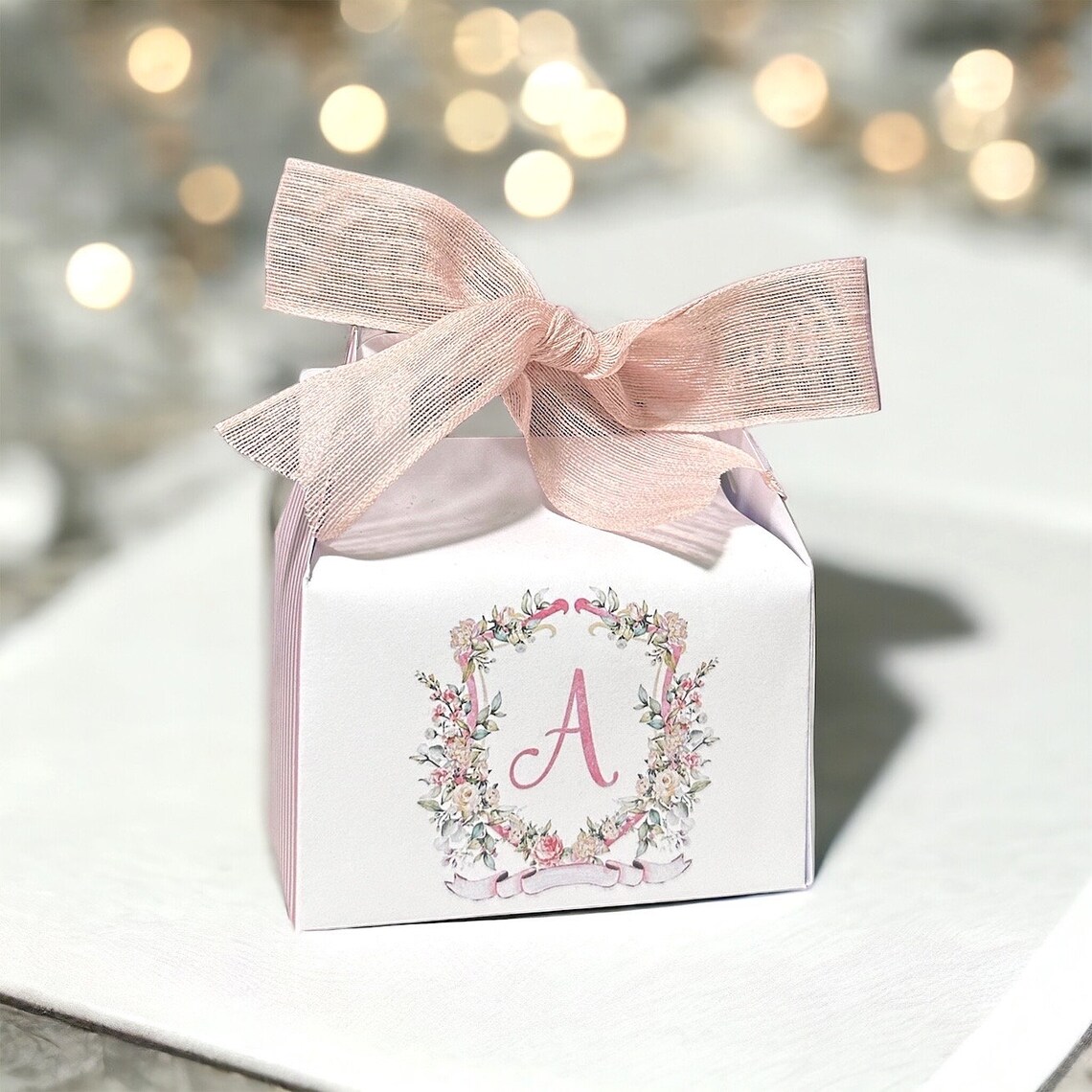 Pink Letter Crest Design Box-gable Box Favor Box Wedding Favor Box Baby ...