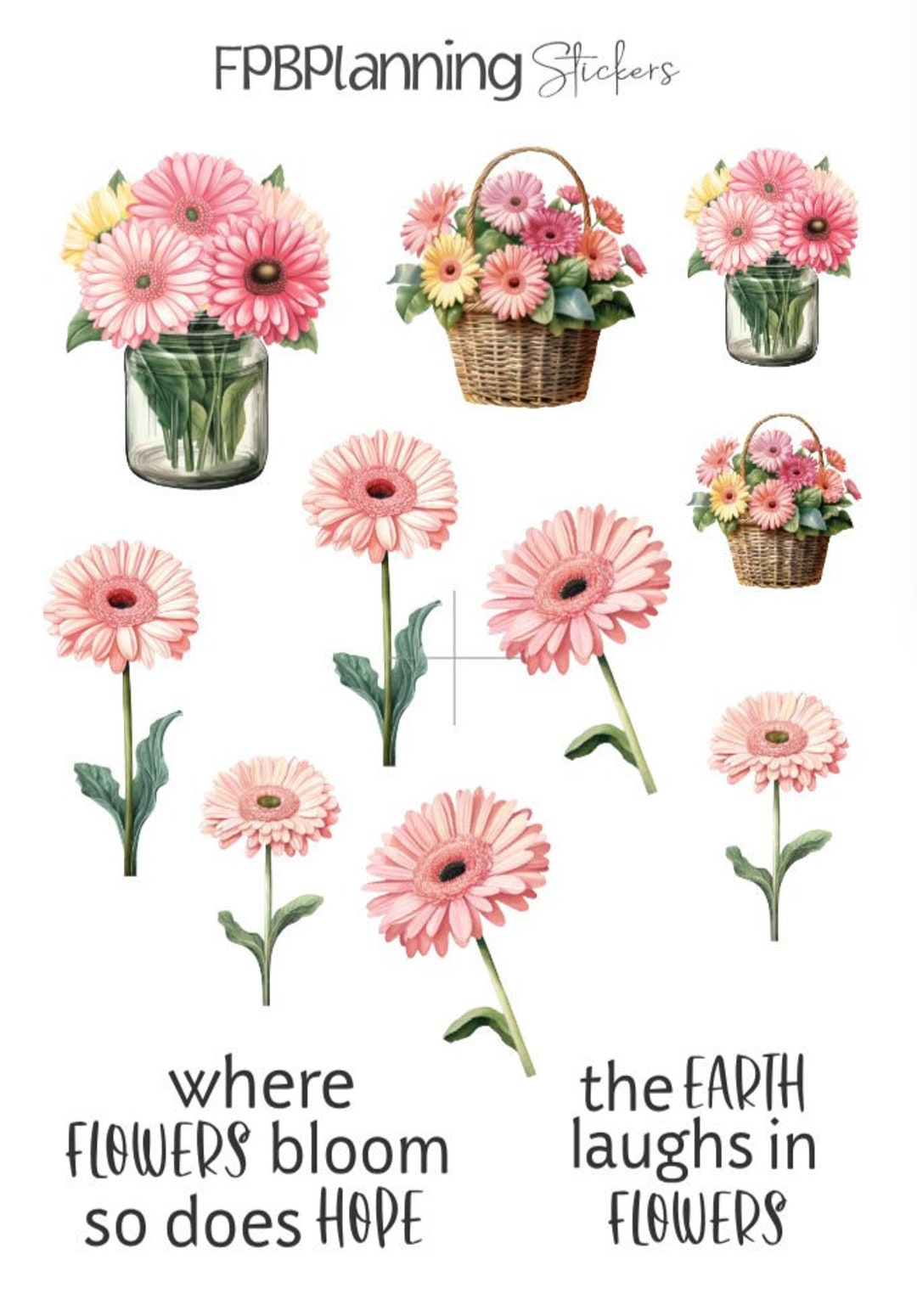 Pink Daisy Sticker Setplanner/calendar Stickers - Etsy