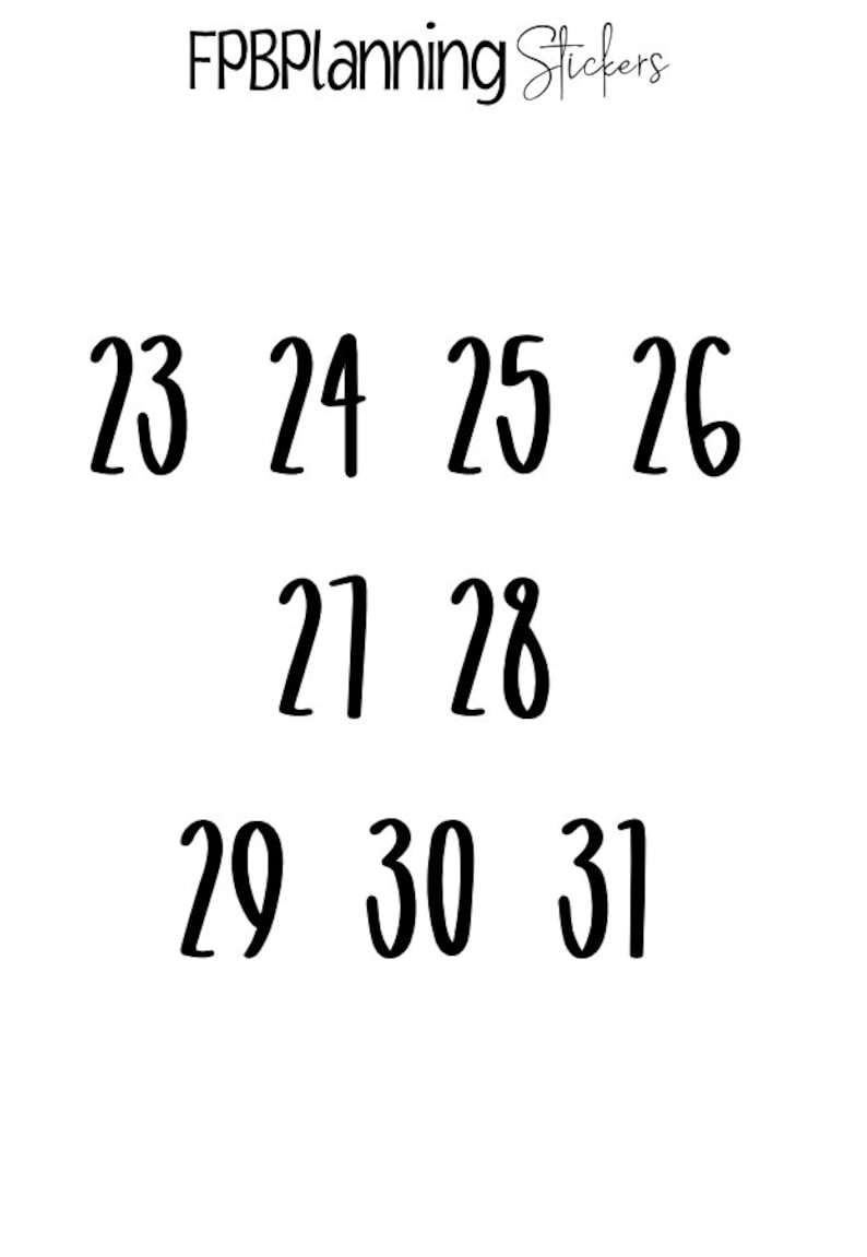 Number Stickers Set|planner/calendar Stickers - Etsy