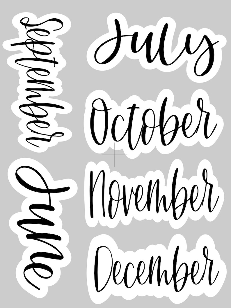 Month Script Stickers Set|planner/calendar Stickers - Etsy