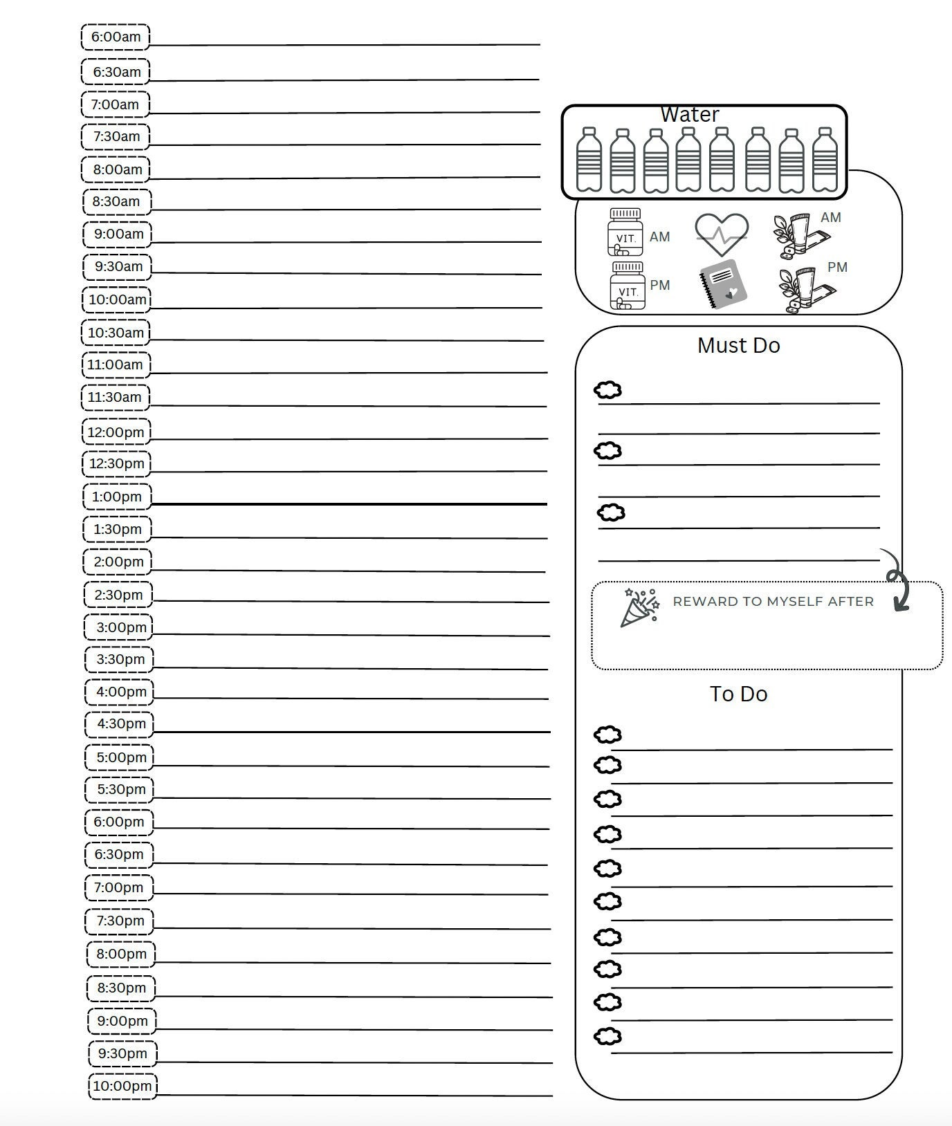 Daily Planner Sheet - Etsy