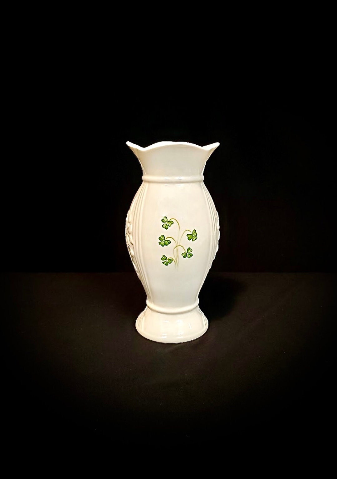 Donegal Shamrock Vase, Vintage Irish Footed Vase, Green Shamrock ...