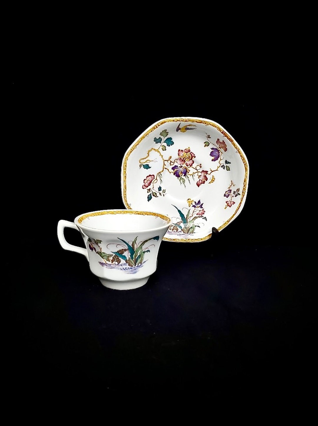 Wedgwood Devon Rose Georgetown Collection Flat Teacup and Saucer ...