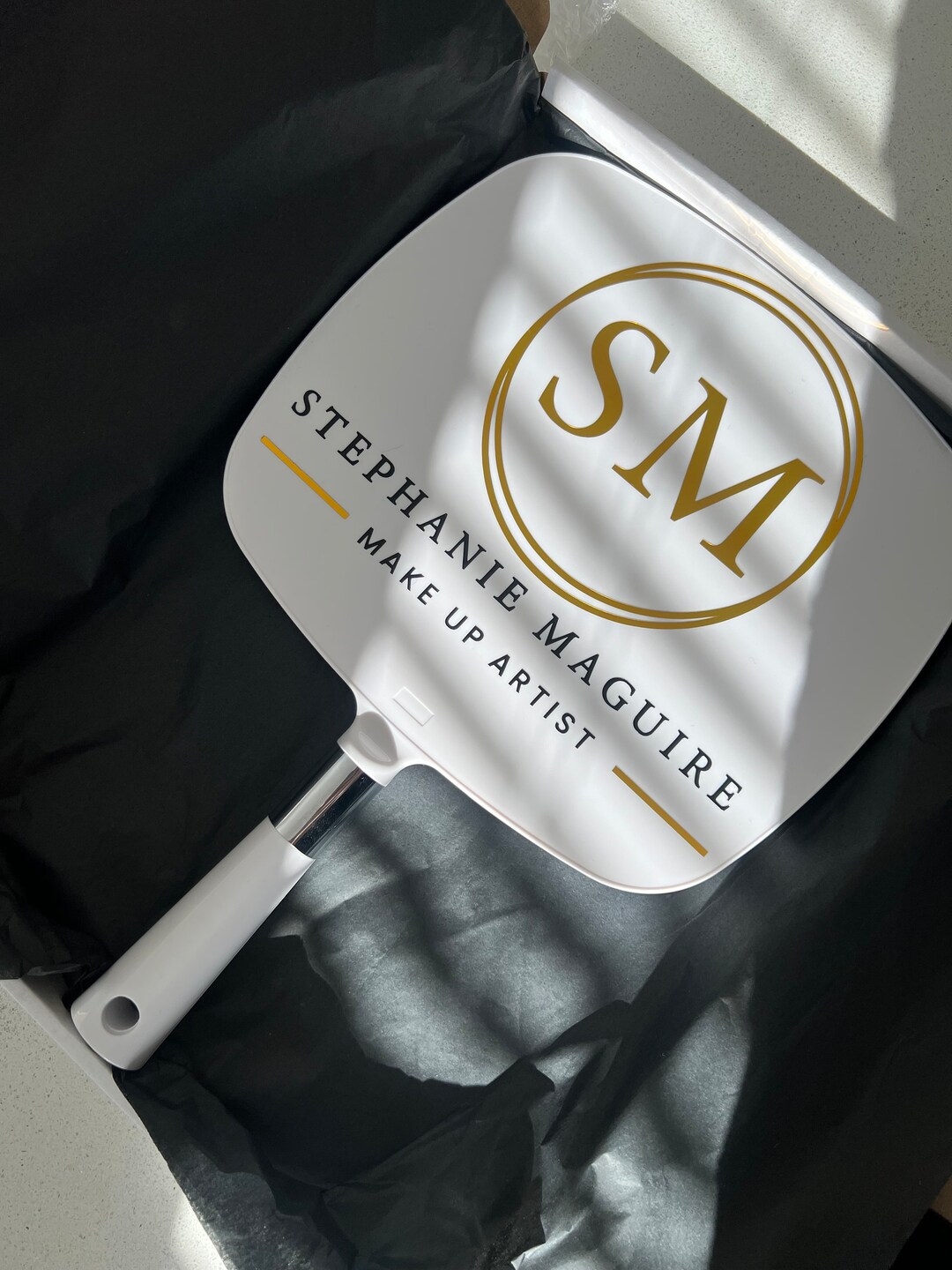 Personalised LARGE Handheld Mirror for Logos, Business Name or Own Name ...