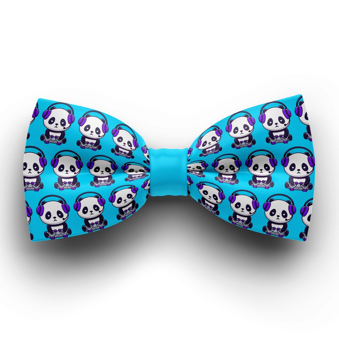 Cute Gaming Panda Pattern Bow Tie for Adult Custom Hand Made - Etsy