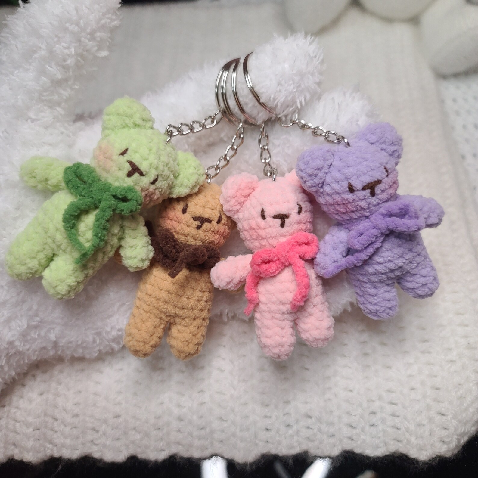 Crochet Bear Keychain Cute Bear Keychain Crochet Plushie Crochet Bear ...