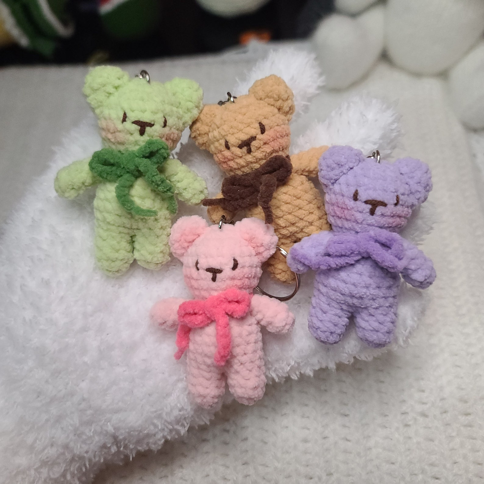 Crochet Bear Keychain Cute Bear Keychain Crochet Plushie Crochet Bear ...