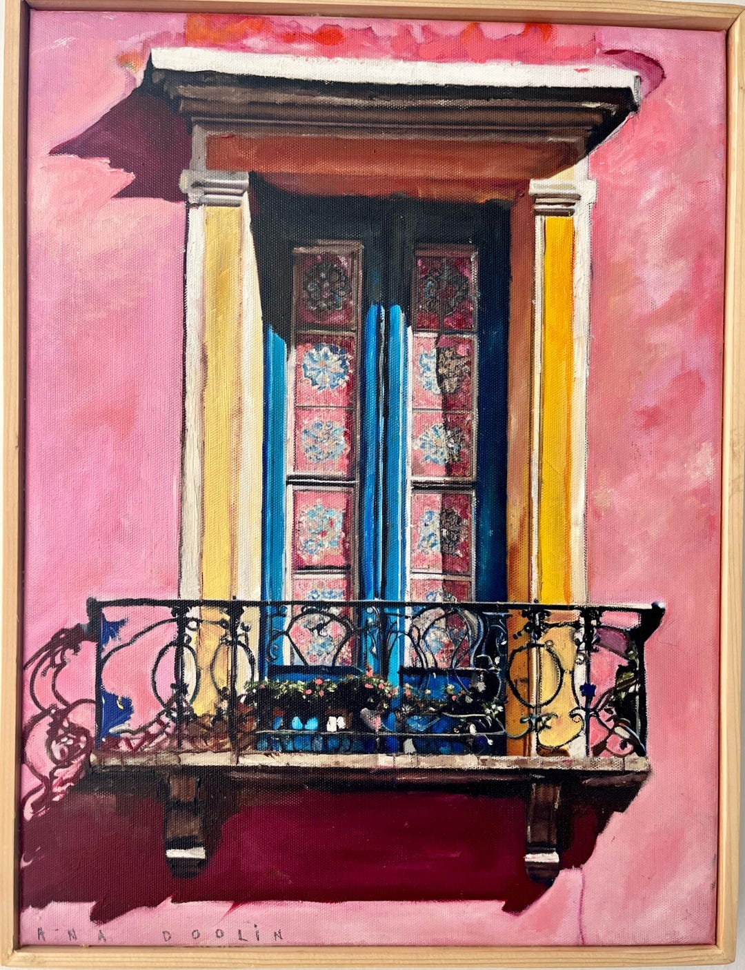 Windows of Lisbon 1 Original Oil Painting 12”x16" (30x40 Cm) Portuguese ...