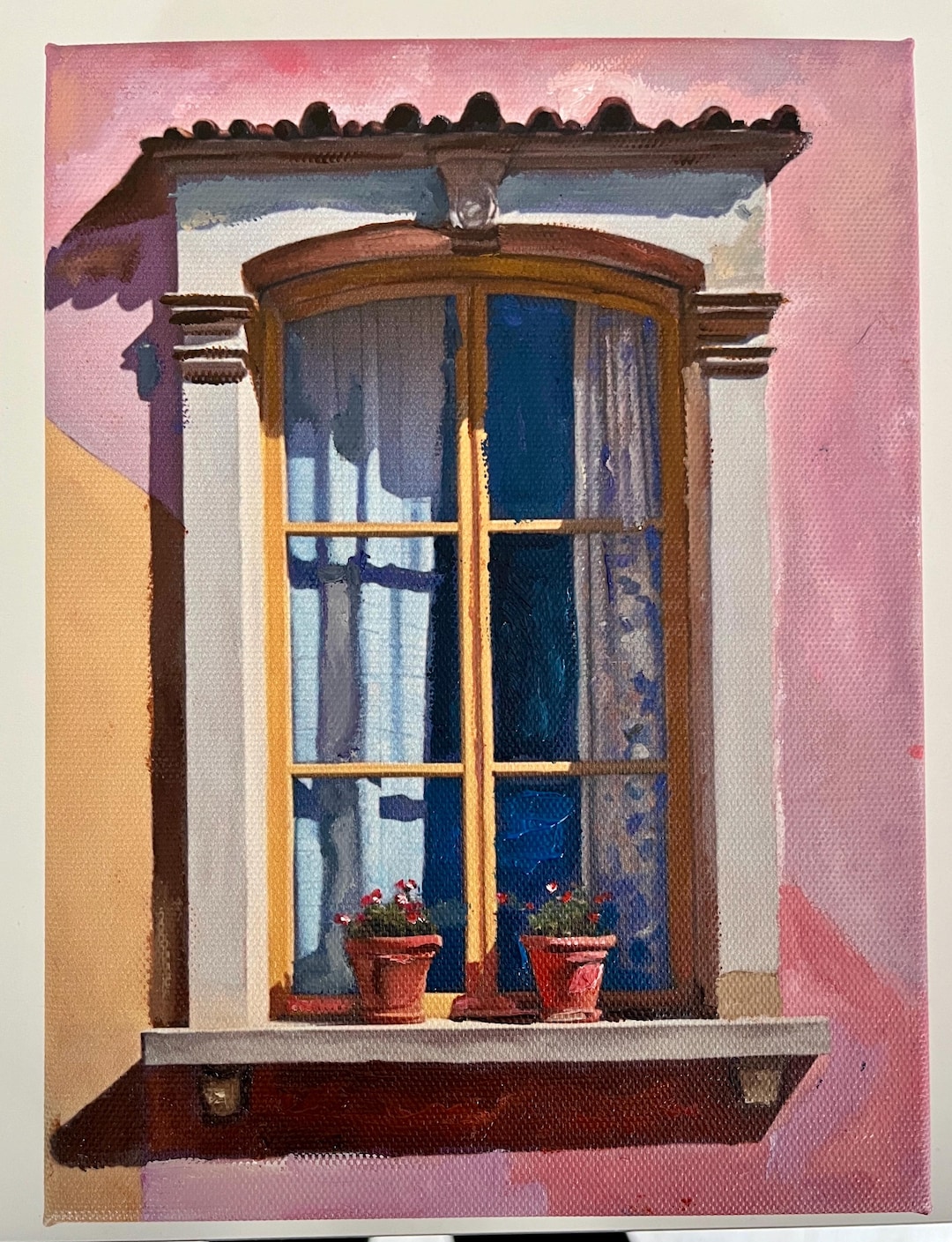 Window Original Oil Painting on Canvas 6.5”x8.5” (16x22cm) Portuguese ...