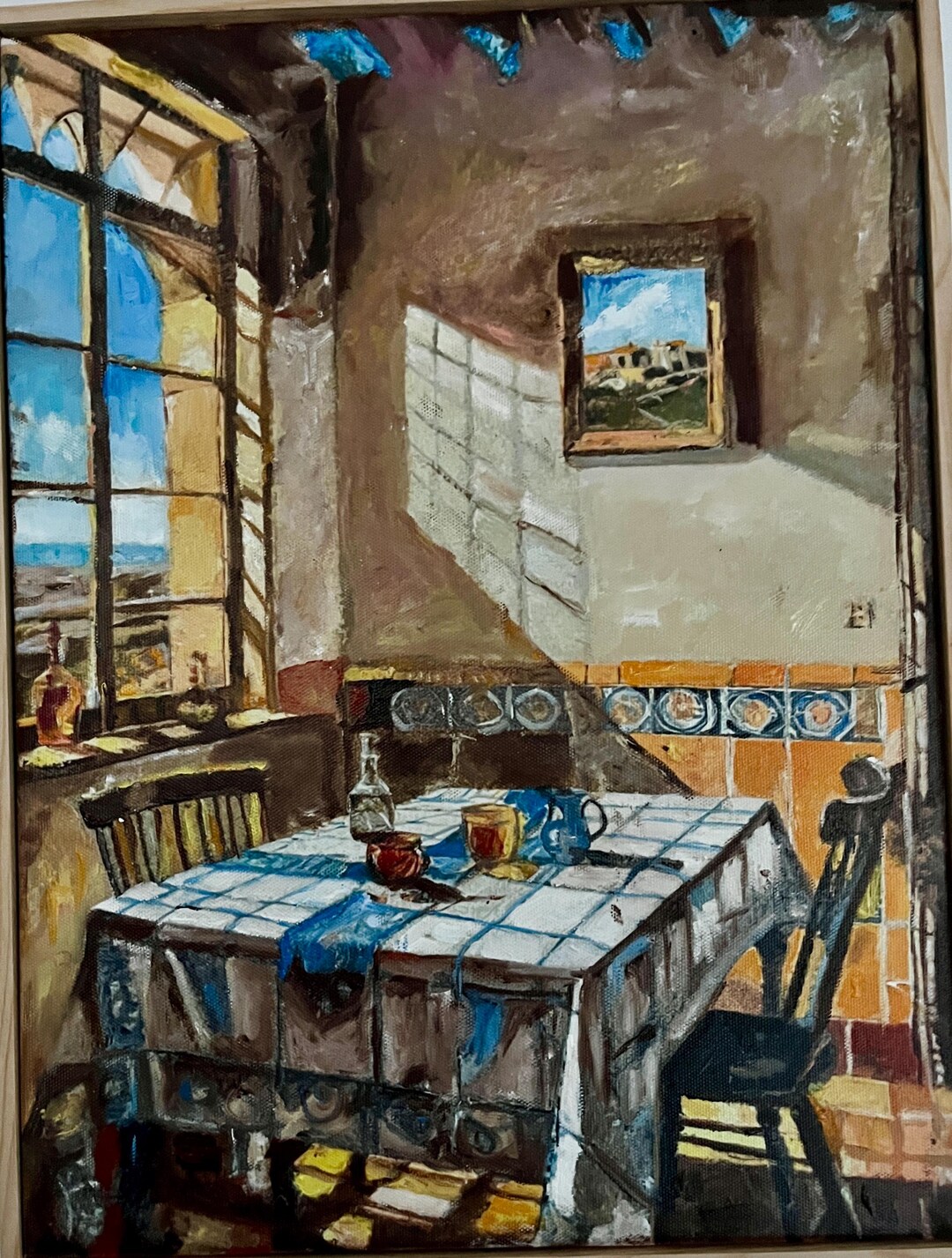 Kitchen Original Oil Painting on Canvas 12x16 30x40cm Framed Portuguese ...
