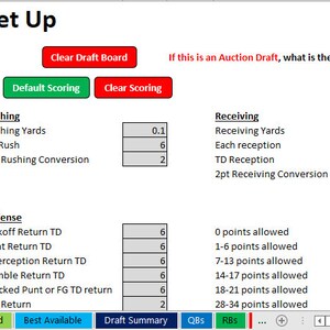 2025 Fantasy Football Draft Excel Tool for Auction and Standard Drafts ...