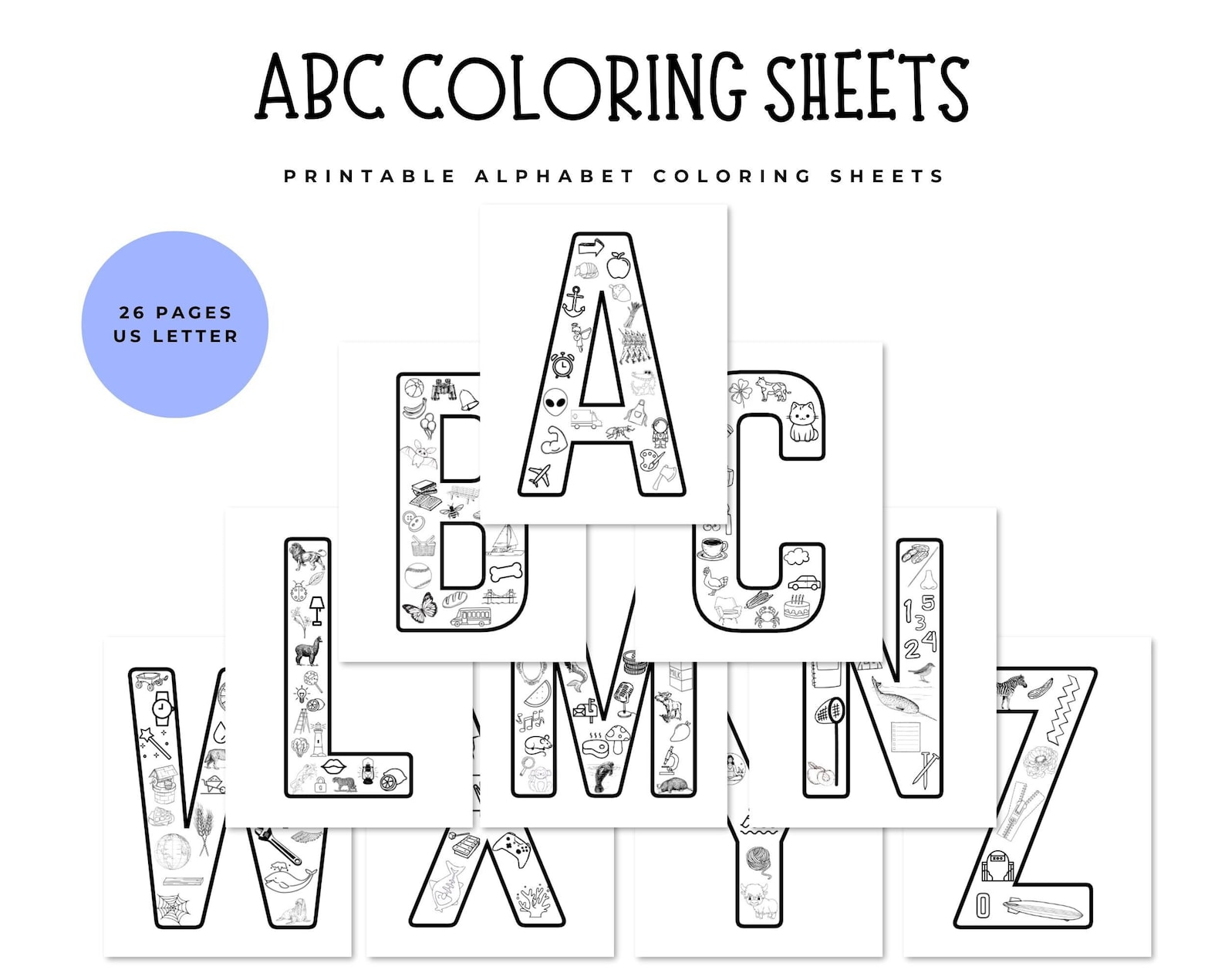 Alphabet Letters Coloring Pages. ABC Printable Alphabet Picture Letters ...