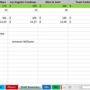 2025 Fantasy Football Draft Excel Tool for Auction and Standard Drafts ...