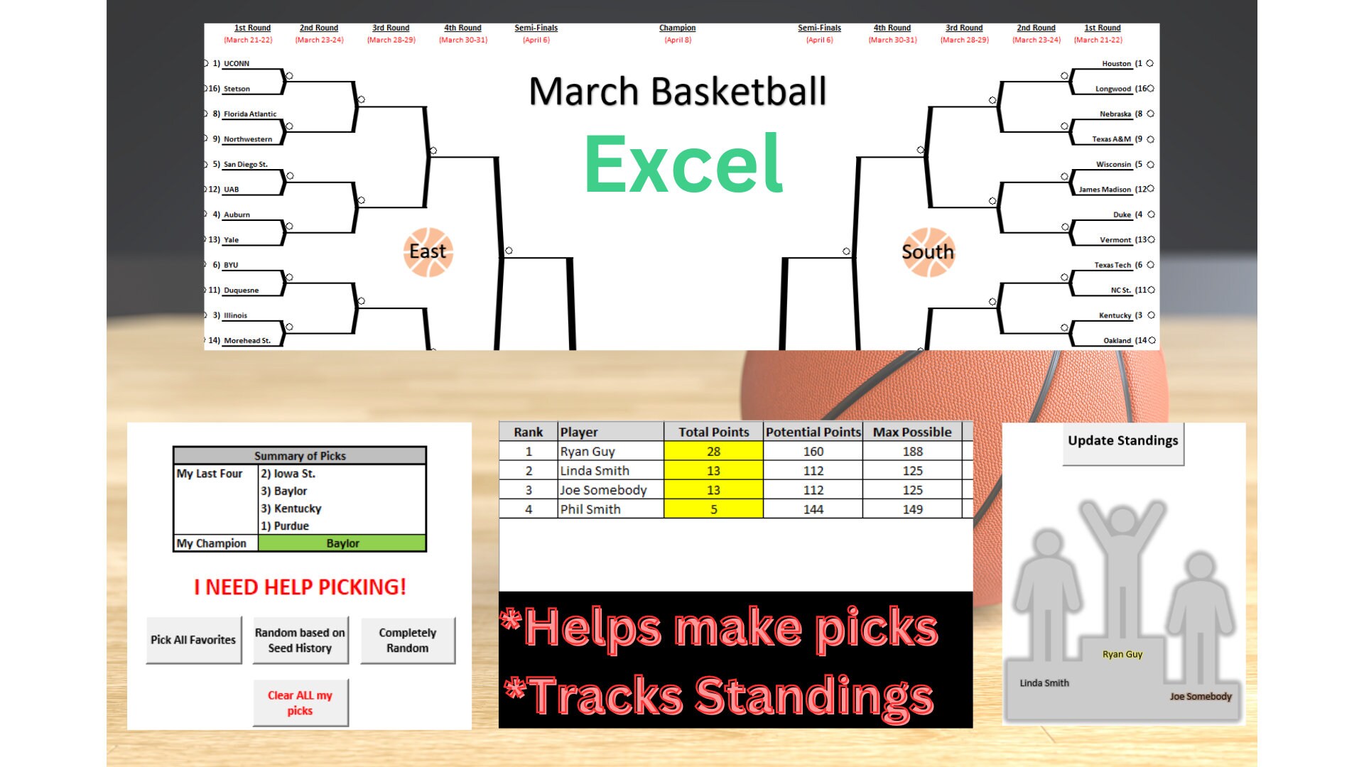 March College Basketball Bracket Tournament Madness 2024. Automated ...