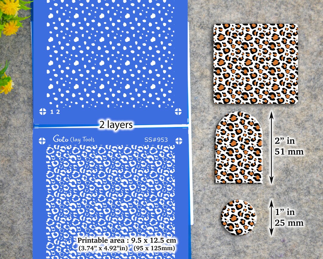 2 Layers Leopard Silkscreen for Polymer Clay Earring Making, Clay ...