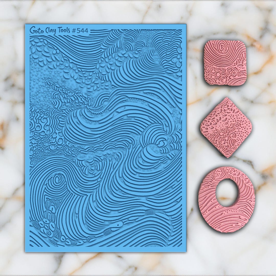 Abstract Wave Texture Mat for Polymer Clay, Polymer Clay Rubber Texture ...