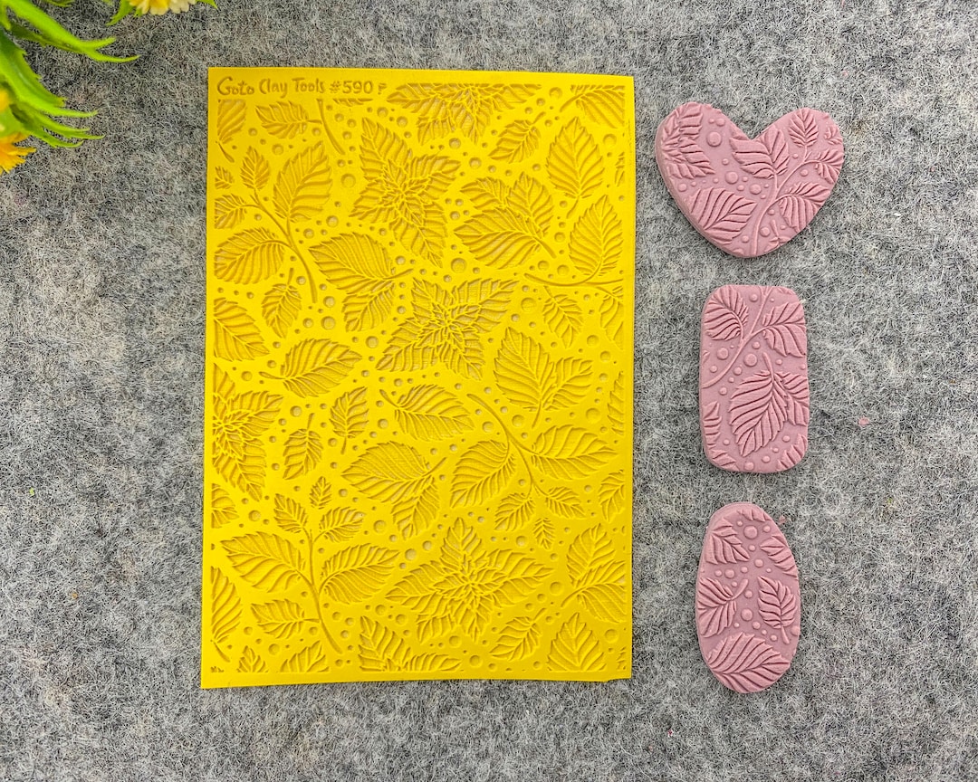 LEAVES Texture Mat for Polymer Clay, Polymer Clay Rubber Texture Mat ...