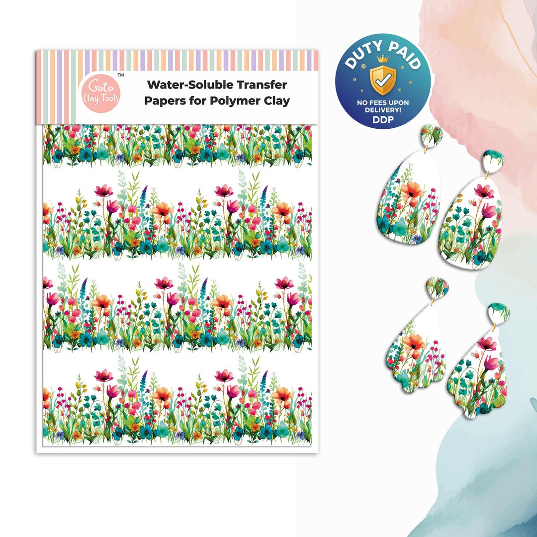 Wildflower Polymer Clay Transfer Paper: Water Soluble Image Transfers ...