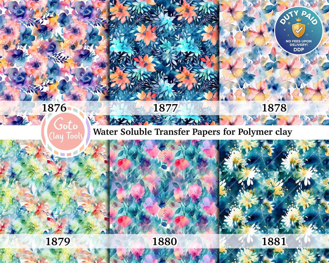 Blue Floral Water Soluble Transfer Paper for Polymer Clay - Etsy