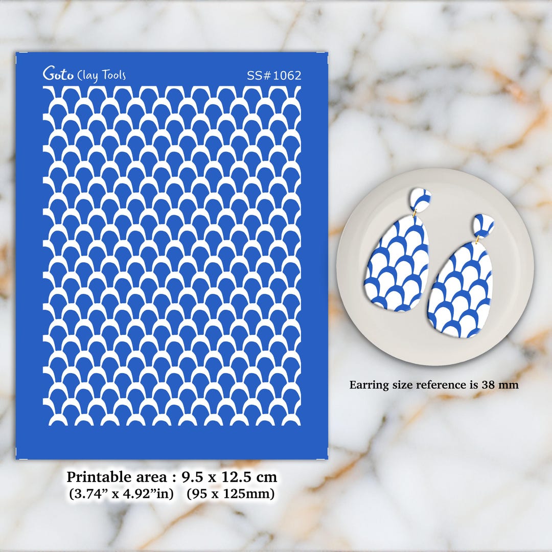 Fish Scale Pattern Silkscreen for Polymer Clay Earring Making, Clay ...