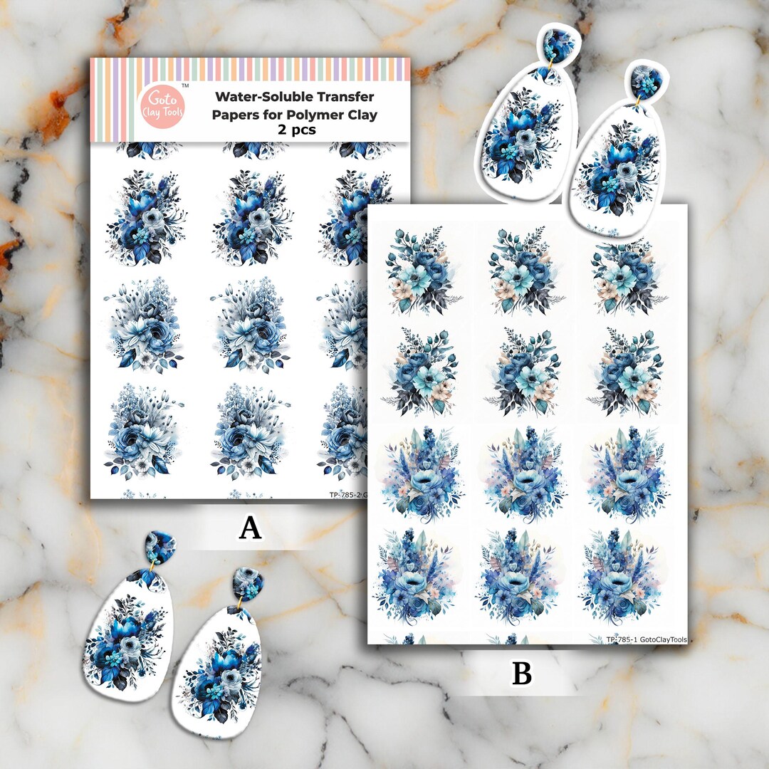 Transfer Paper for Polymer Clay, Watercolor Flowers, Water Soluble ...