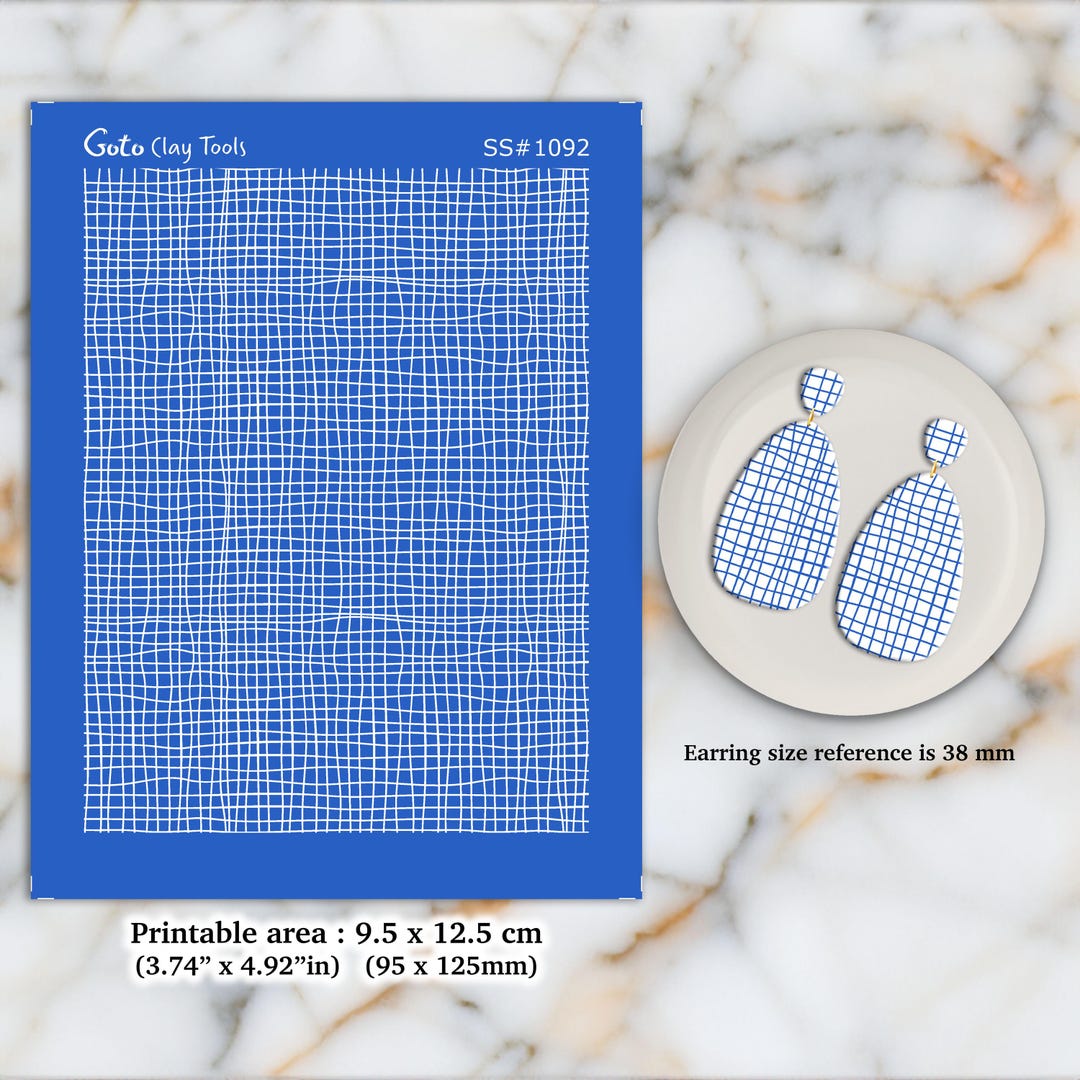 Wavy Grid Line Pattern Silkscreen for Polymer Clay Earring Making, Clay ...