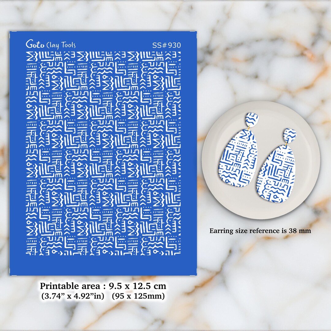 Tribal Indian Style Silkscreen for Polymer Clay Earring Making, Clay ...