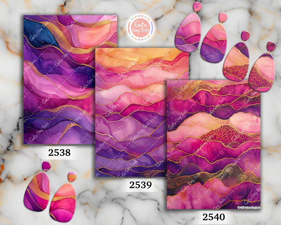Transfer Paper for Polymer Clay, Pink and Purple Waves, Clay Water ...
