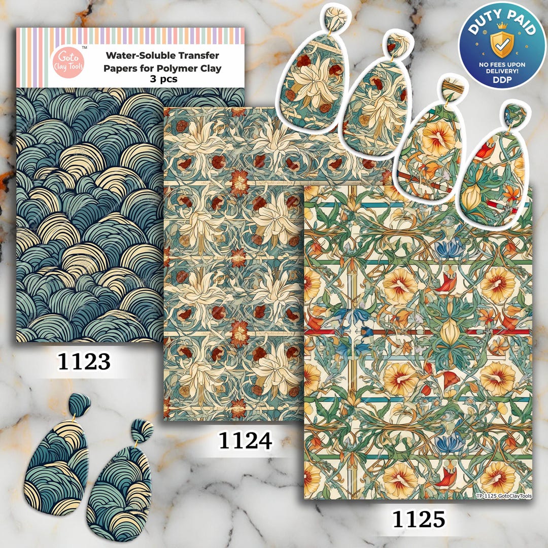 Vintage Ornamental Pattern Water Soluble Transfer Paper for Polymer ...