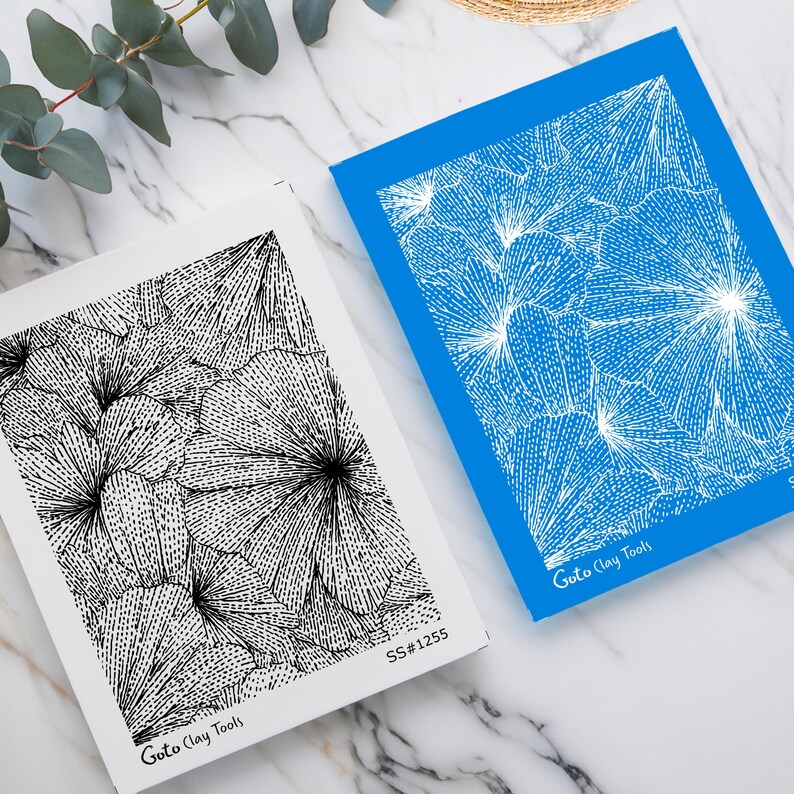 Abstract Floral Burst & Line Texture Silkscreen for Polymer Clay ...