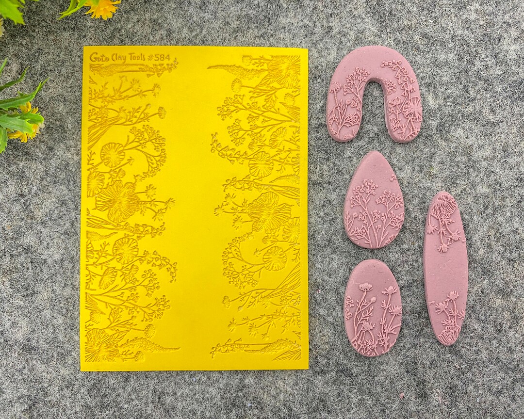 WILDFLOWERS Texture Mat for Polymer Clay, Polymer Clay Rubber Texture ...
