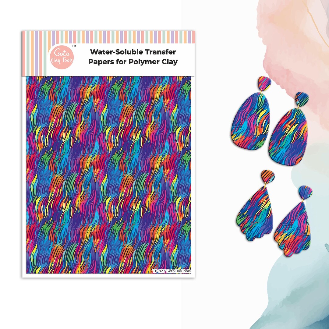 Transfer Paper for Polymer Clay, Colorful Strokes, Water Soluble ...