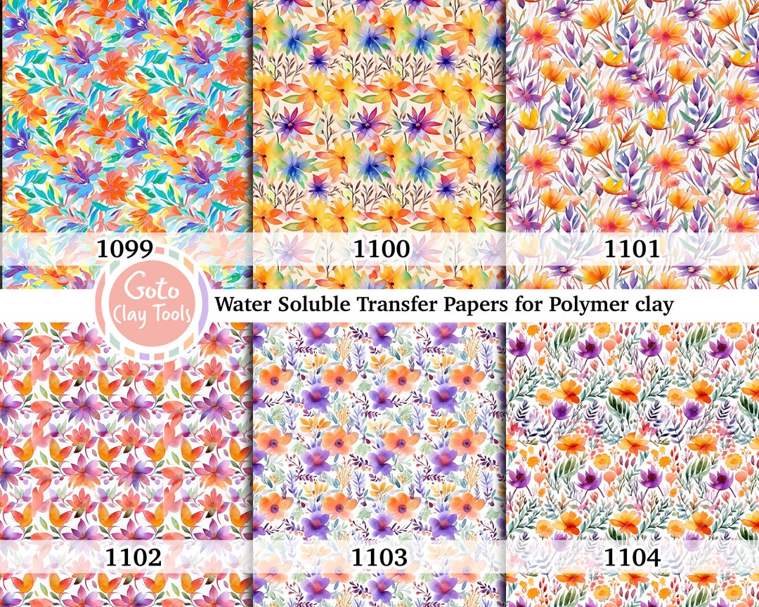 Water Soluble Transfer Paper for Polymer Clay, Watercolor Colorful ...