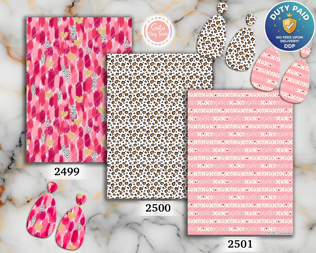 Leopard XOXO Polymer Clay Transfer Sheet: Valentine's Day - Etsy