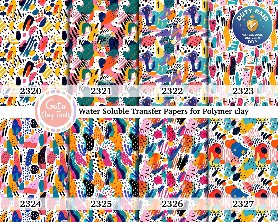 Abstract Polymer Clay Transfer Paper: Water Soluble Image Transfers - Etsy