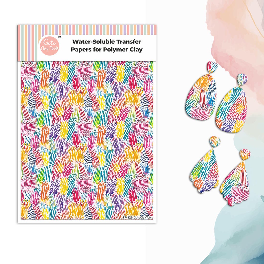 Transfer Paper for Polymer Clay, Colorful Strokes, Water Soluble ...