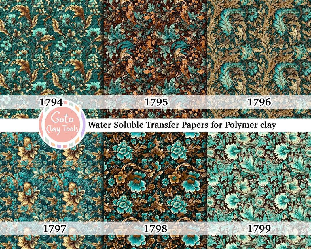 Water Soluble Transfer Paper for Polymer Clay, Ornamental Floral ...