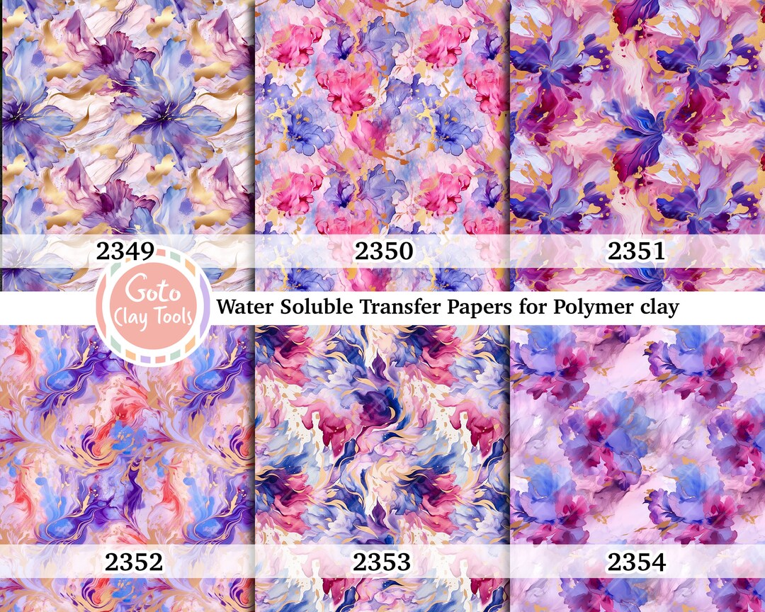 Water Soluble Transfer Paper for Polymer Clay, Purple and Pink Liquid ...