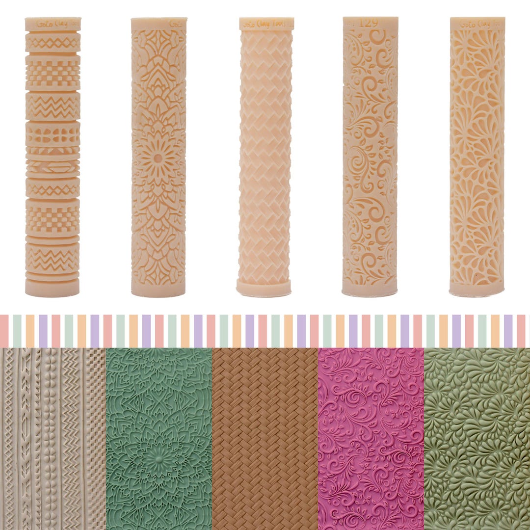 Resin Texture Rollers: Polymer Clay, Mandala, Rattan, Tribal - Set of 5 ...