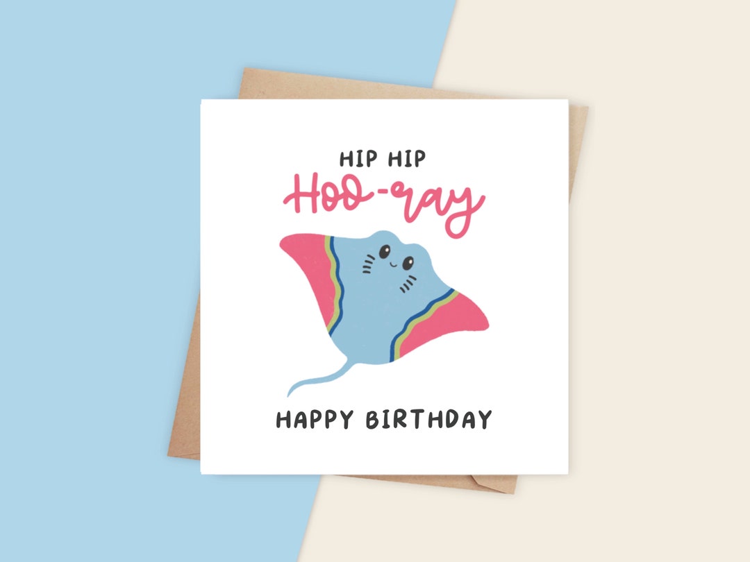 Happy Birthday Card Sting Ray Card Cute Funny Sealife Birthday Card ...
