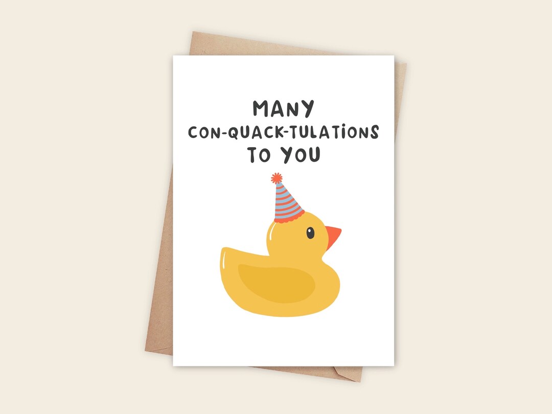 Well Done / Congratulations Card Rubber Duck Pun Card Celebration Card ...