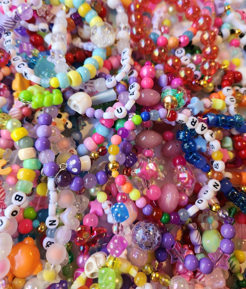 Set of 5 Rave Kandi Decora Accessories PLUR Bracelets Kidcore Bracelets ...