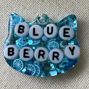 Custom Cat ID Tag: Personalized Glitter Resin Pet Tag, Fruit Theme - Etsy