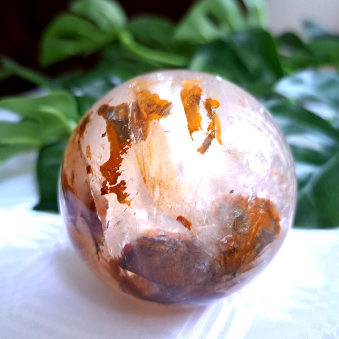 RARE Girasol Golden Healer Quartz Sphere With Pyrite (250g) - Etsy