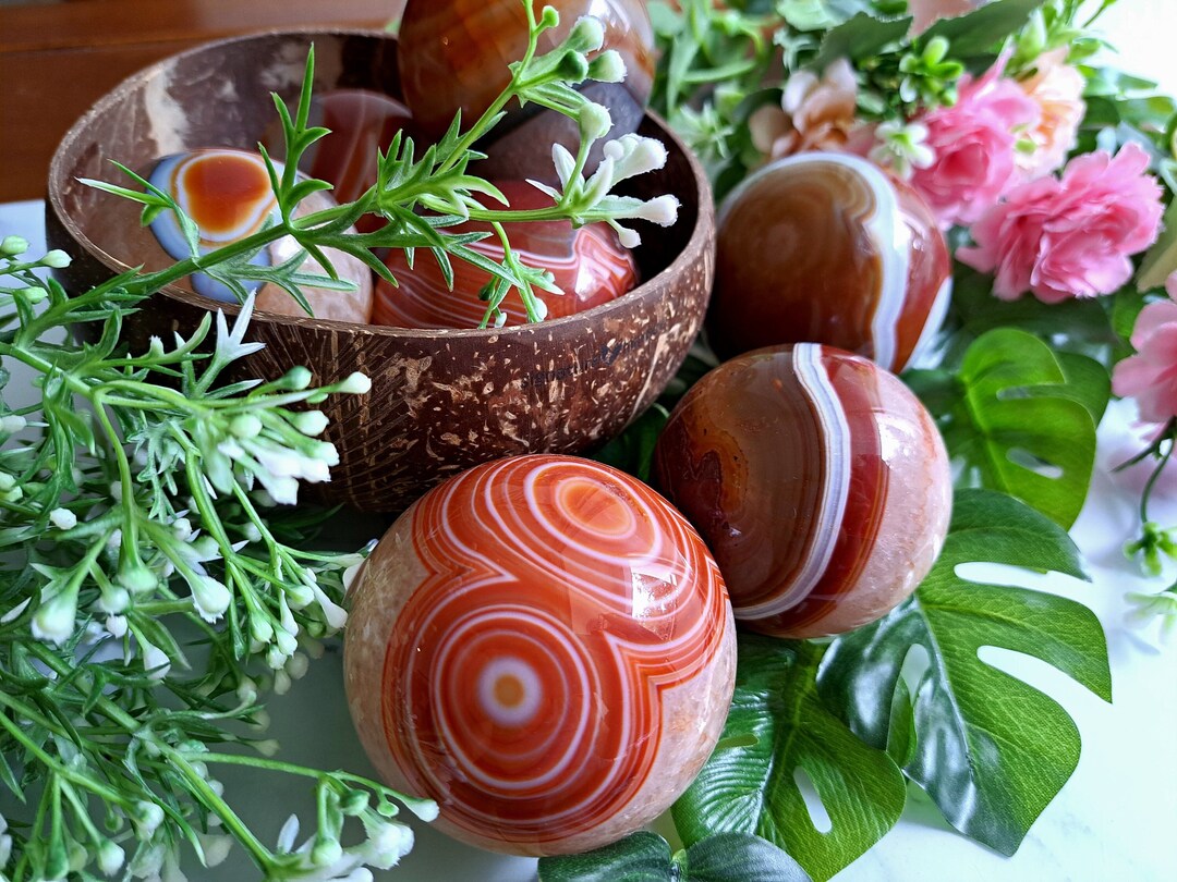 Banded Red Agate Spheres With Quartz You Choose - Etsy